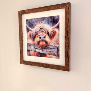 Highland Cow Framed Print: Scottish Highlands Rustic Oak Decor - A Good ...