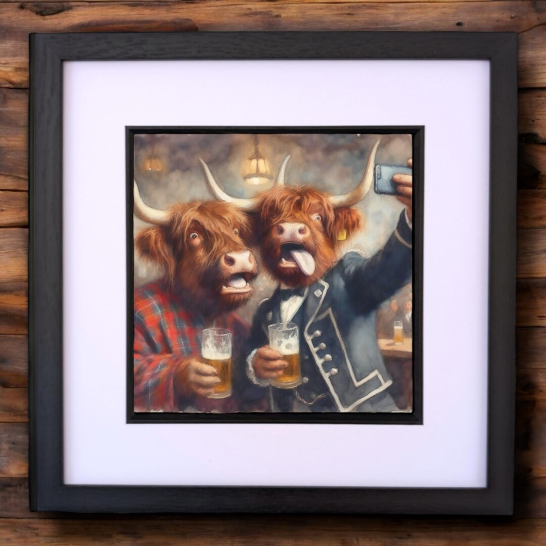 Highland Cow Pub Print: Funny Scottish Wall Art - "glaikit" - Etsy