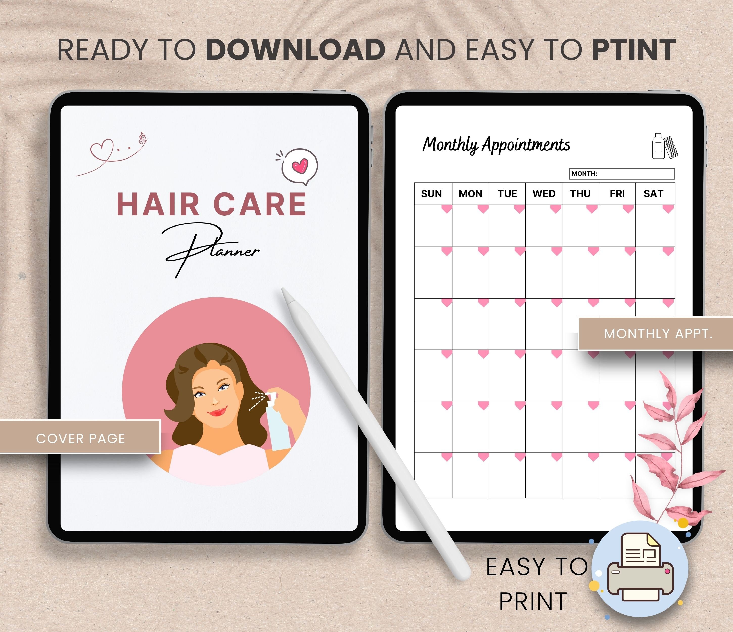 Hair Care Planner Editable Templates, Printable Monthly Budget, Monthly ...