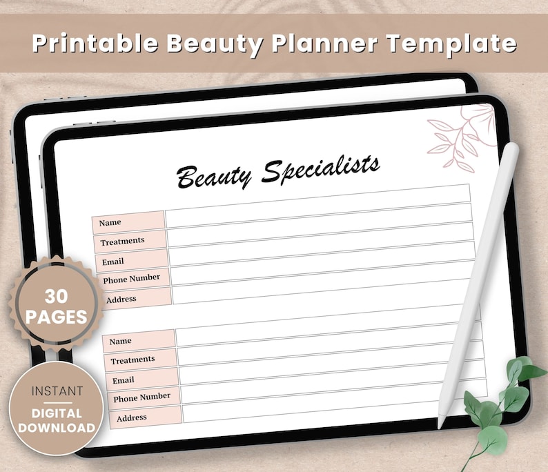 Printable Beauty Planner Canva Template, Printable Monthly Budget ...