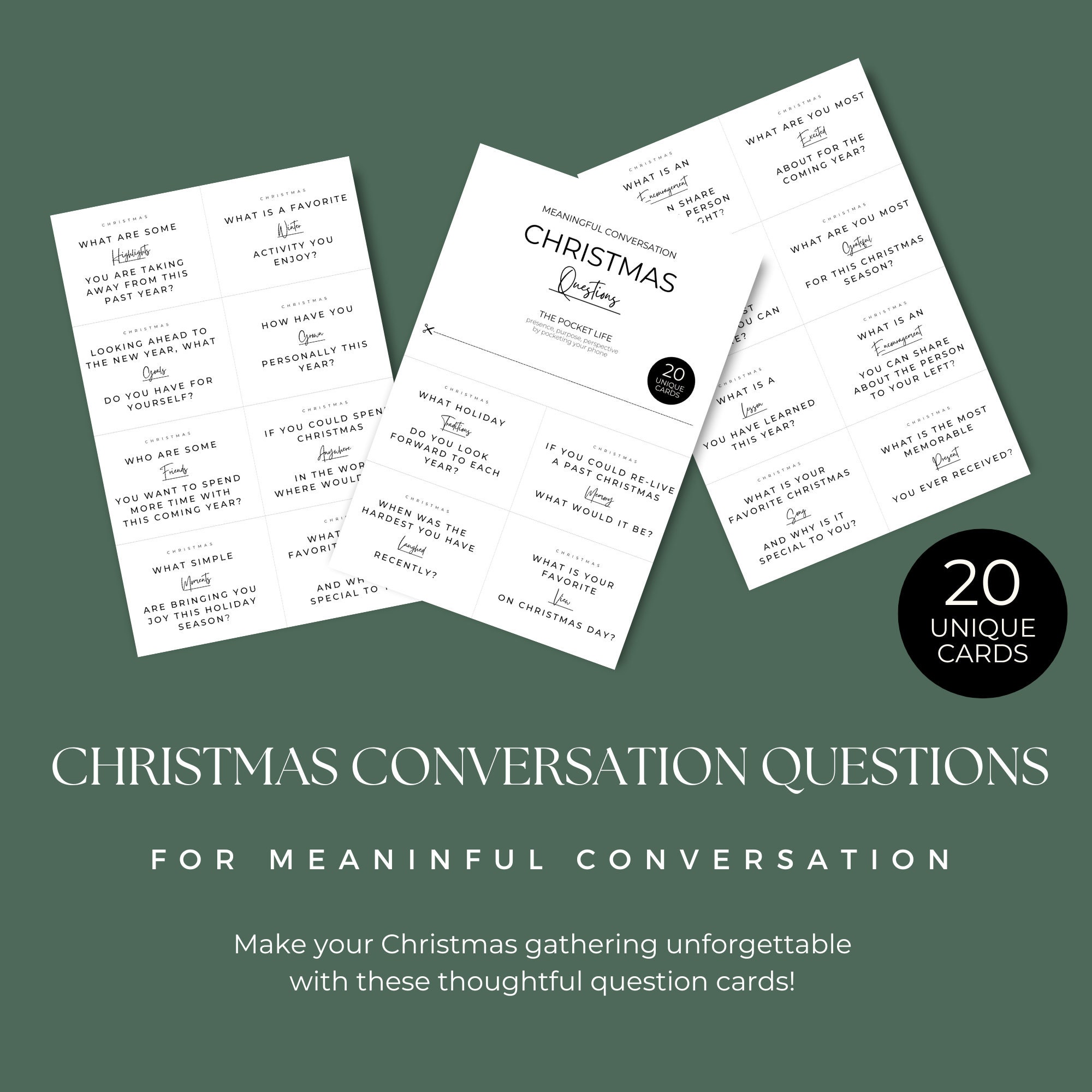 Christmas Conversation Cards for Meaningful Conversation Christmas ...