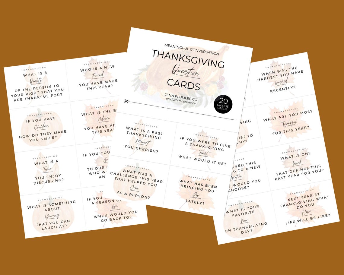 Thanksgiving Conversation Starter Cards: Meaningful Dinner Questions ...