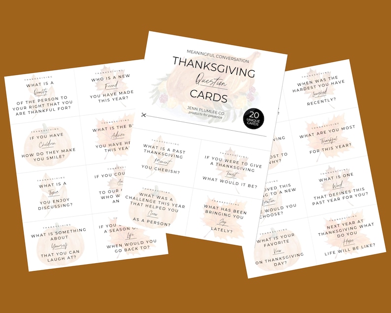 Thanksgiving Conversation Starter Cards: Meaningful Dinner Questions ...
