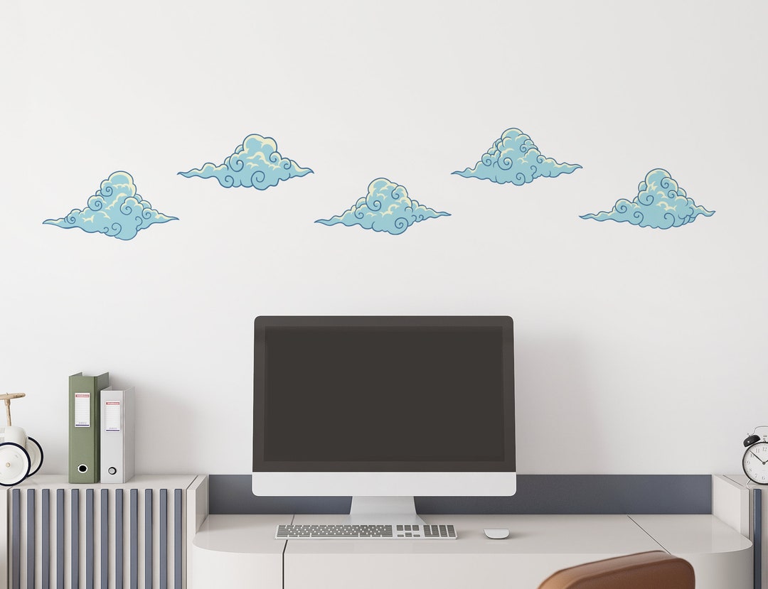 Anime Clouds Wall Sticker Pack / Anime Style / Wall Art / Removable ...