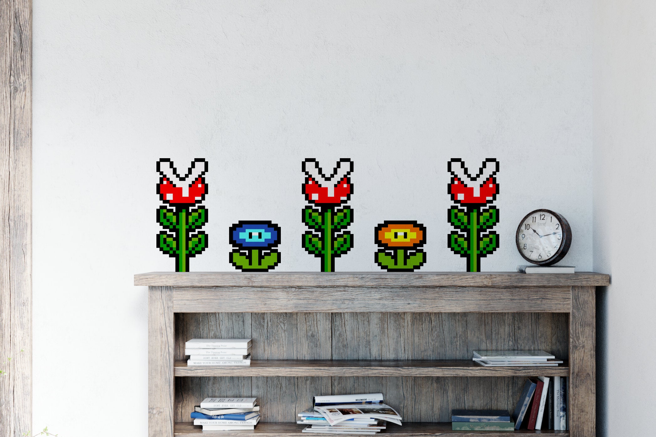 Super Mario Flowers Wall Art Sticker Pack / 8-bit Style / Fire Flower ...