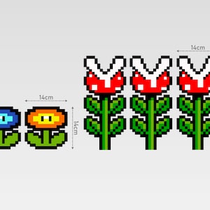 Super Mario Flowers Wall Art Sticker Pack / 8-bit Style / Fire Flower ...