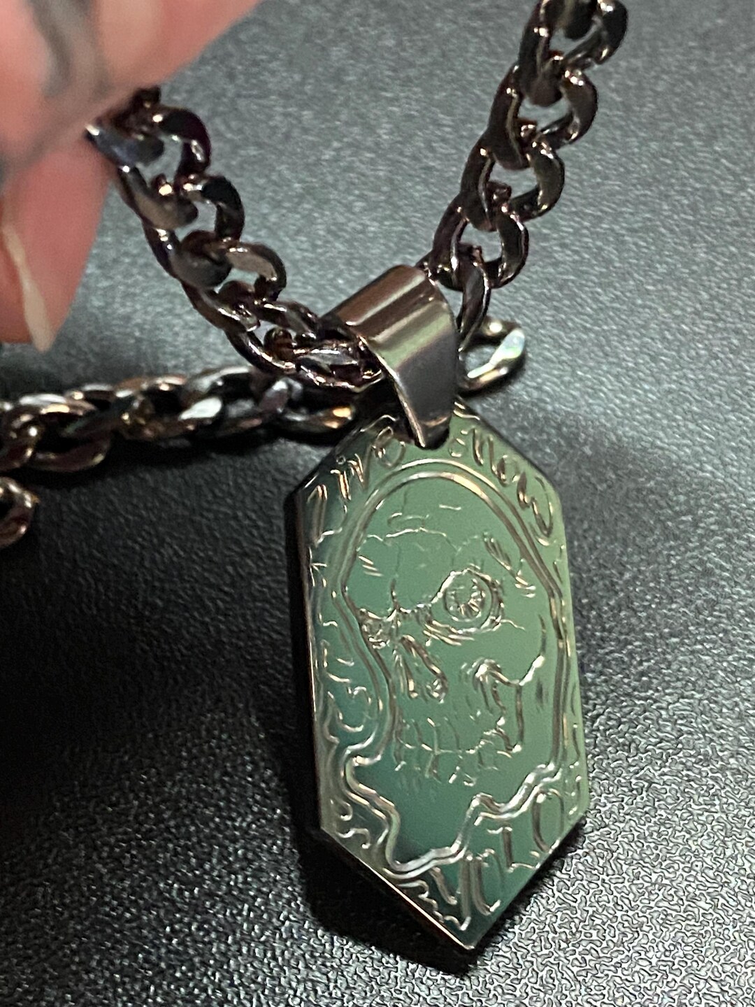 New Designer Luxury :hand Engraved Necklace Pendant Amulet Titanium ...