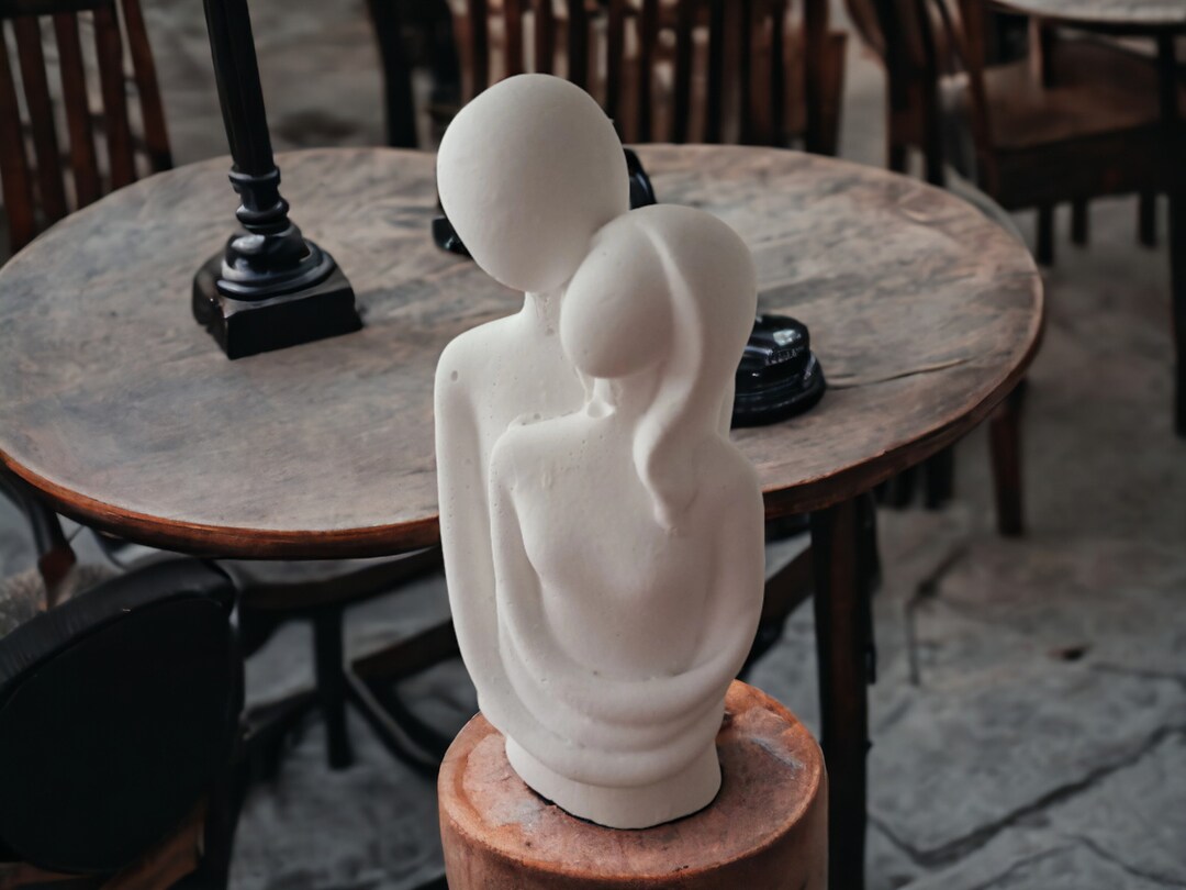 Handcrafted Concrete Embracing Couple Sculpture Symbol of Eternal Love ...