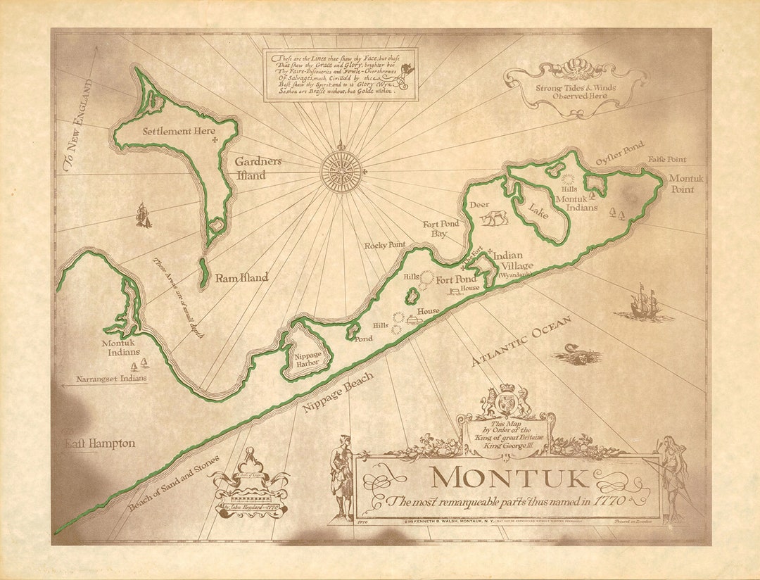 The Classic Montauk "montuk" Map by Kenneth B. Walsh Circa Early 1960s ...