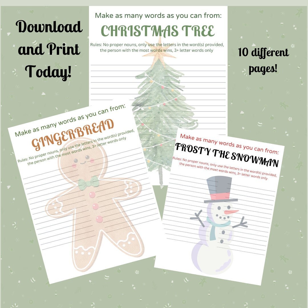 Jeu de mots mêlés, Fêtes de Noël et hiver, Famille, Enfants et adultes ...