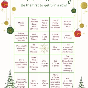 Christmas Family Bingo Card Game, Family Adult and Kids Holiday ...