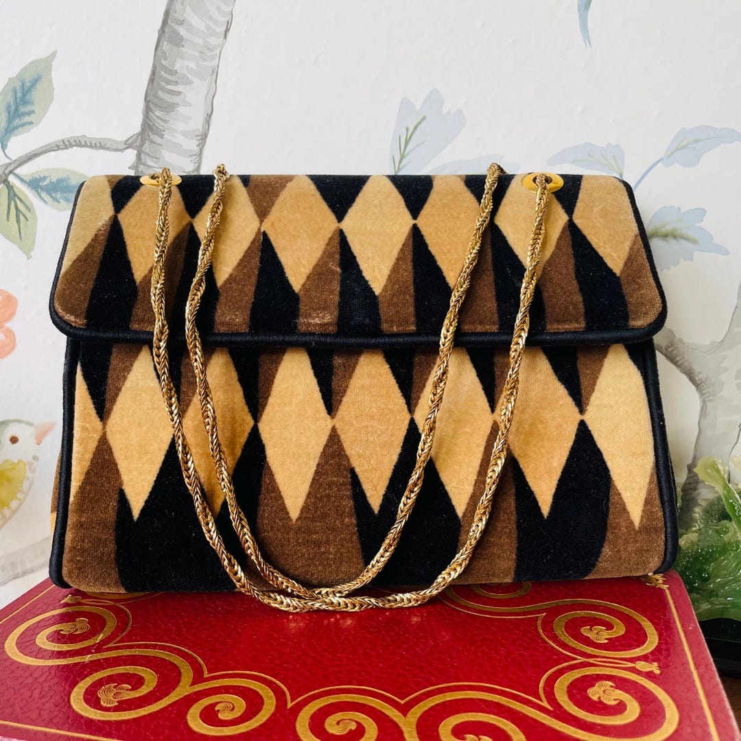 1970s Mangiameli Milan Italy Velvet Geometric Shoulder Bag | Vintage ...