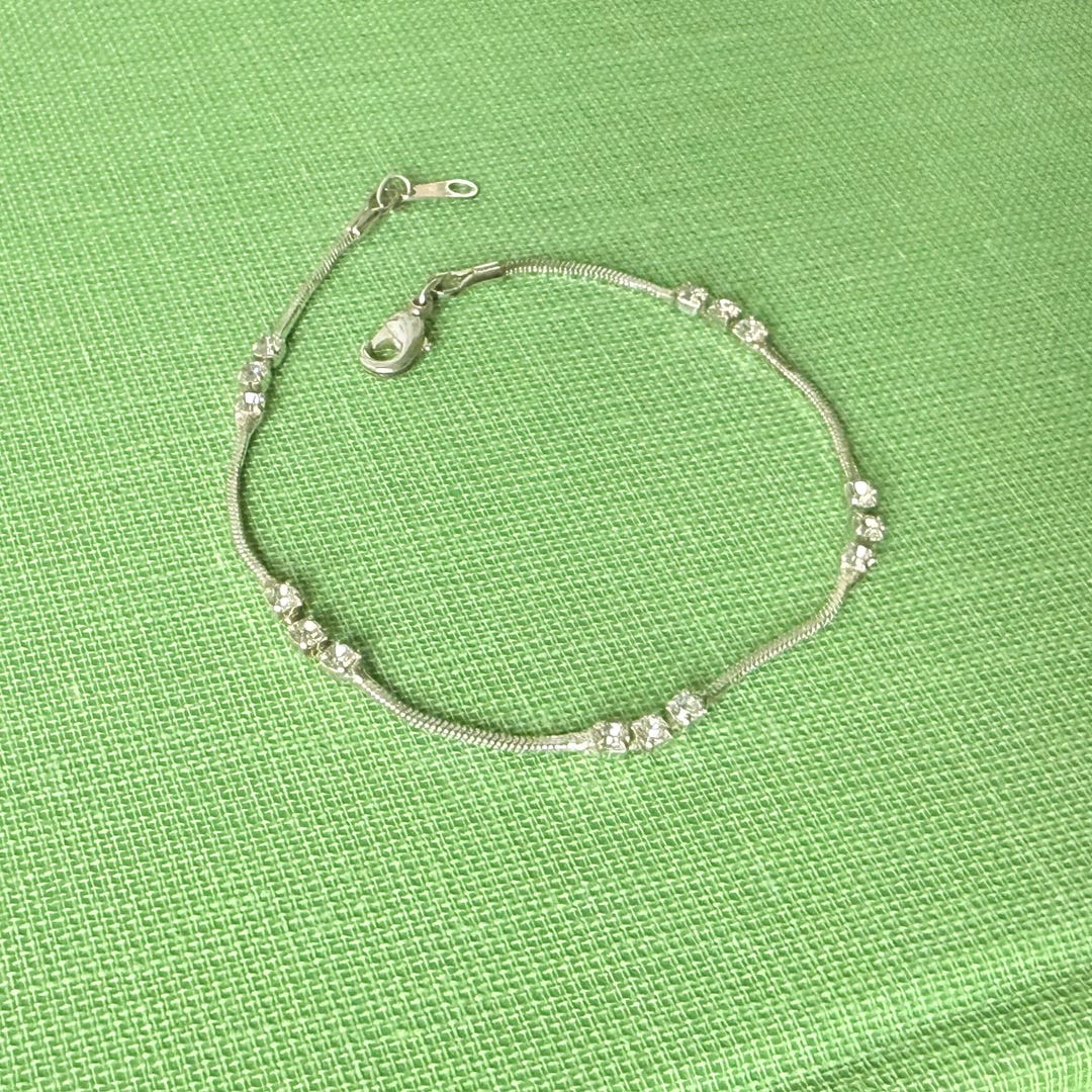 Vintage Crystal Station Bracelet: 1980s Silver-tone Dainty Chain - Etsy