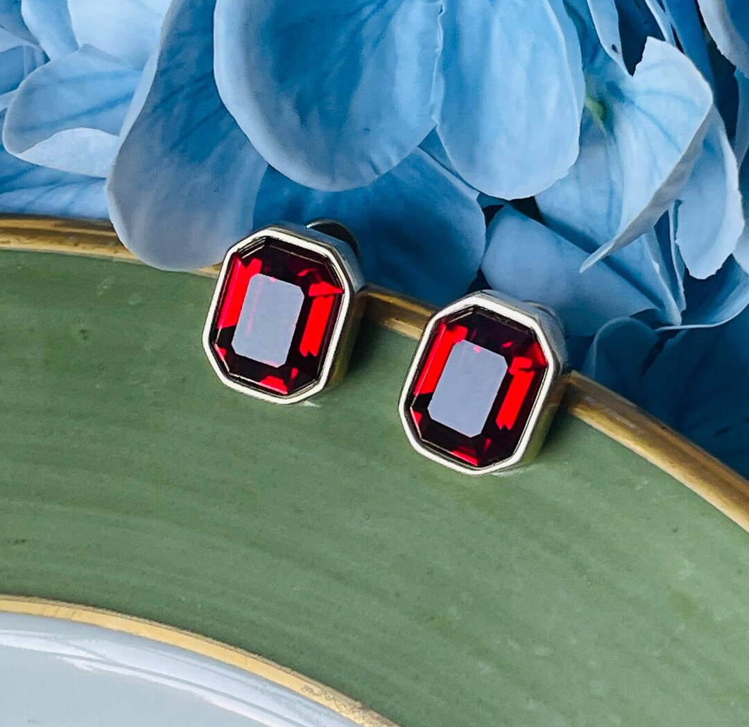 Vintage Swarovski Ruby Red Crystal Pierced Earrings 1970s - Etsy