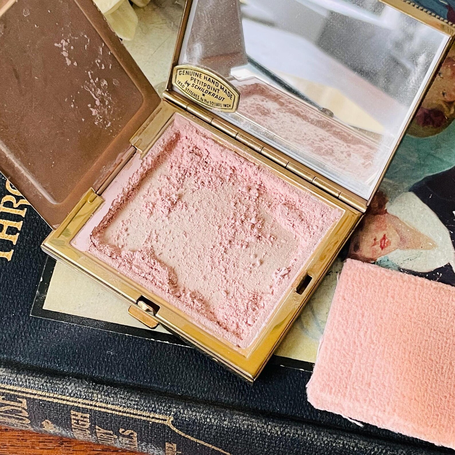 Vintage Schildkraut Petit Point Compact: 1940s Floral Powder Box - Etsy