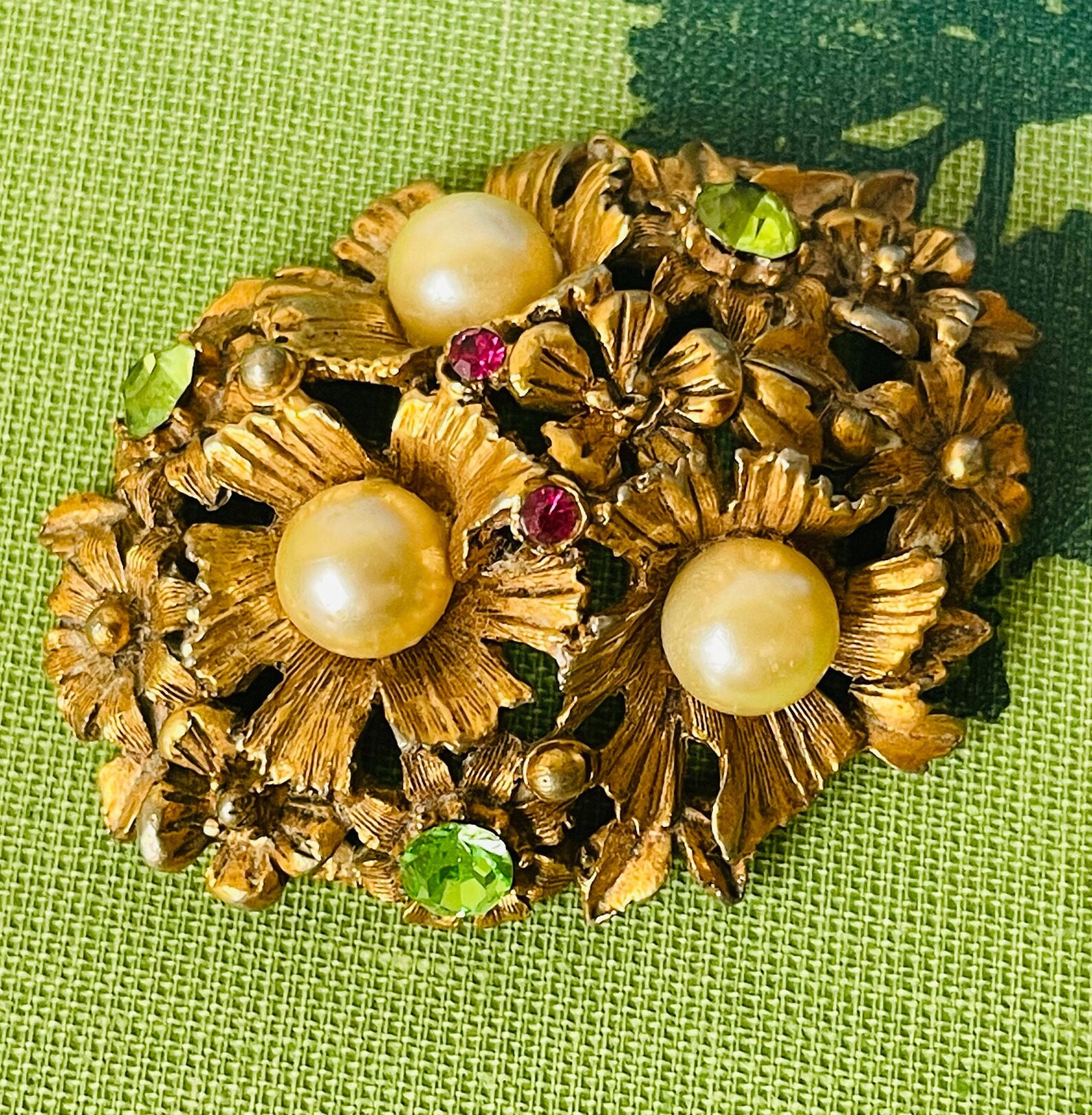 Vintage Florenza Crystal & Pearl Gold Floral Trinket Box 1960s - Etsy