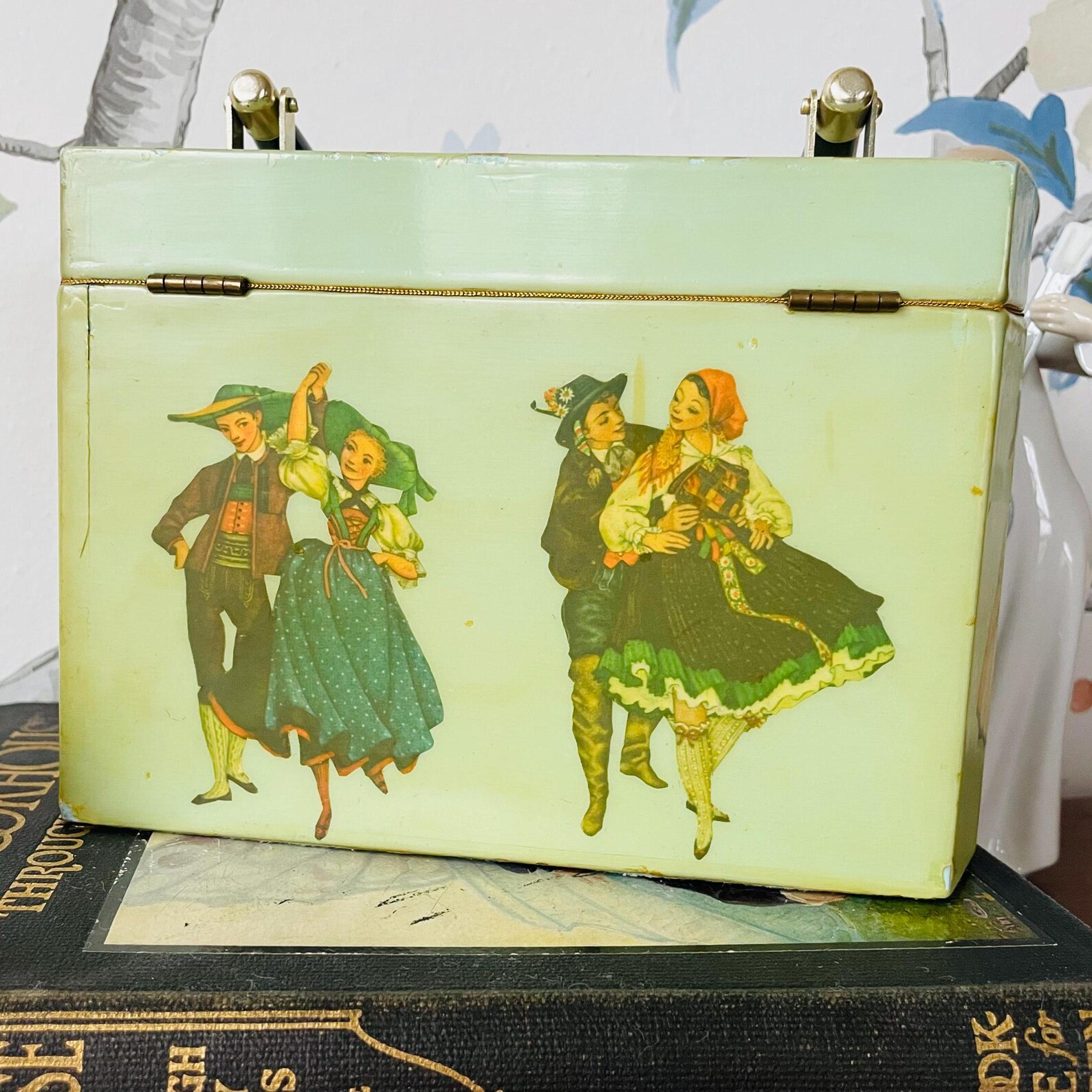 Vintage 1950s Box Purse | Folk Dance Novelty Handbag | Painted Wooden ...