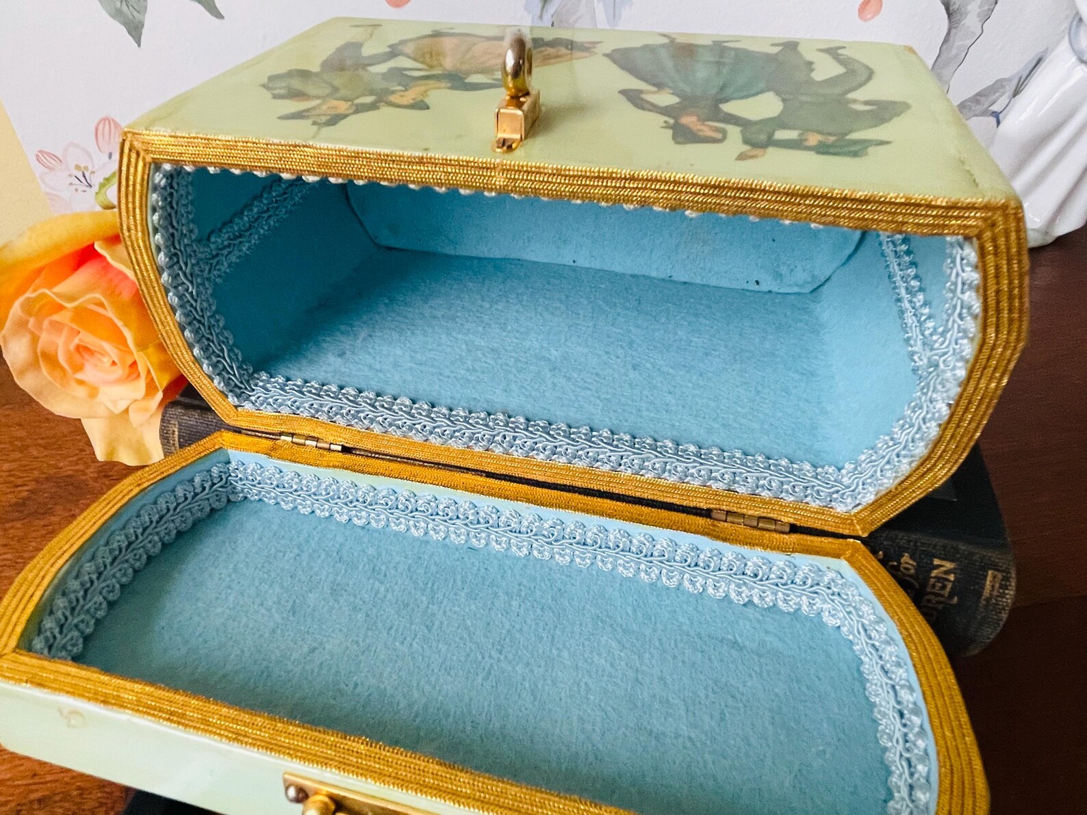 Vintage 1950s Box Purse | Folk Dance Novelty Handbag | Painted Wooden ...
