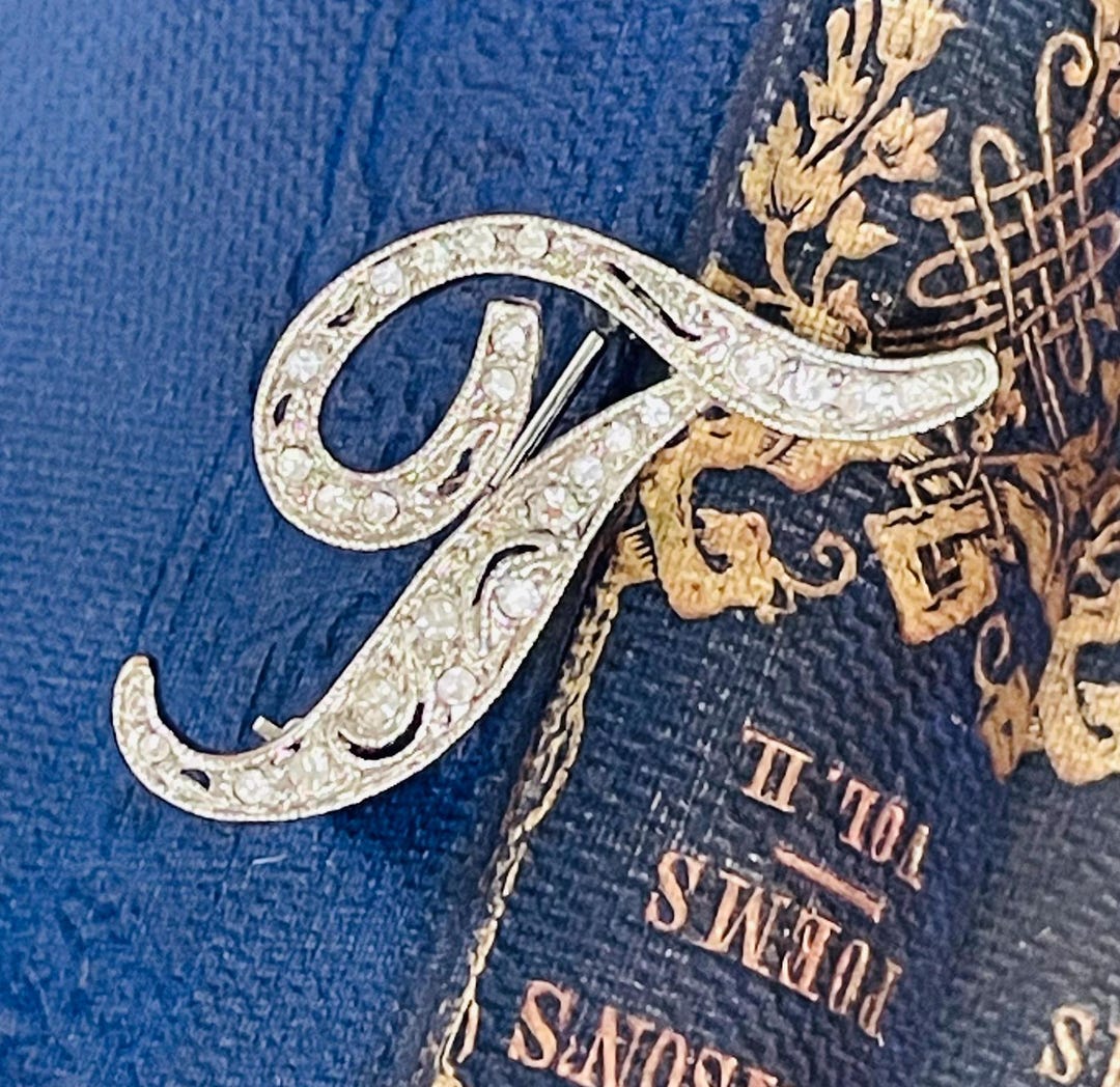 Vintage Monet Crystal Pave Letter T Brooch 1940s - Etsy