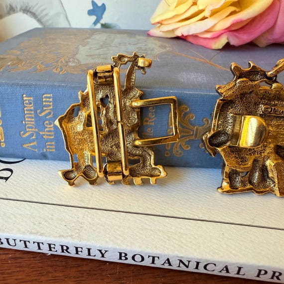 Douglas Paquette Noah’s Ark Buckle | 1970s Gold Anima… - Gem