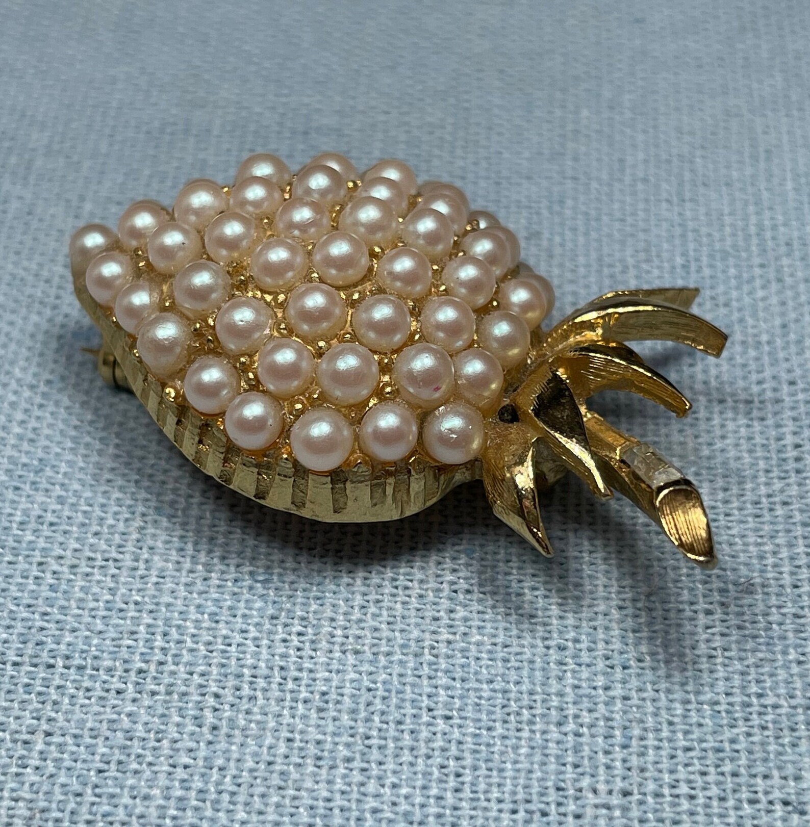 Vintage Pell Gold & Pearl Strawberry Brooch 1950s - Etsy