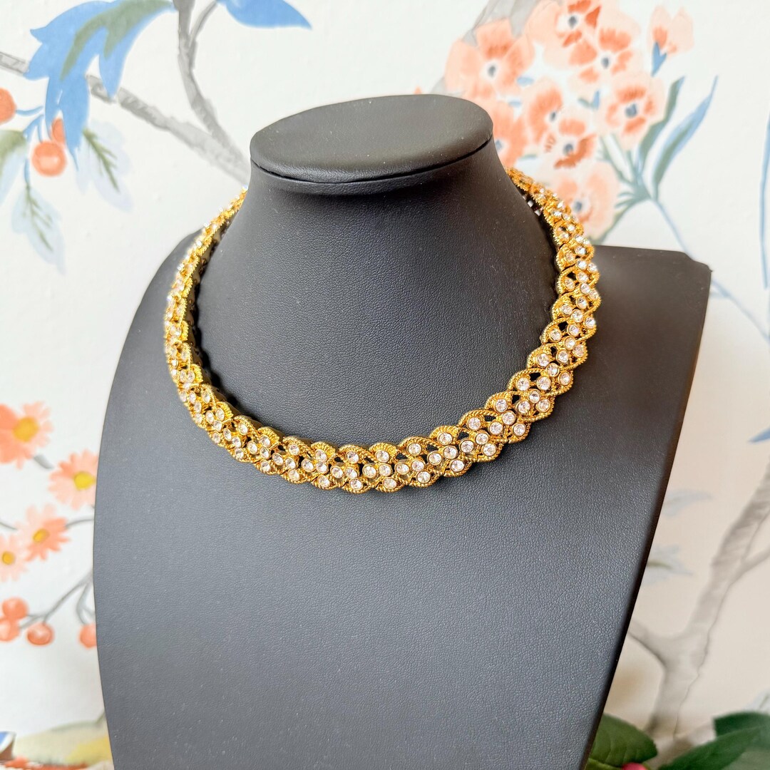 Vintage Joan Boyce Crystal Torque Necklace: Gold Statement Collar - Etsy
