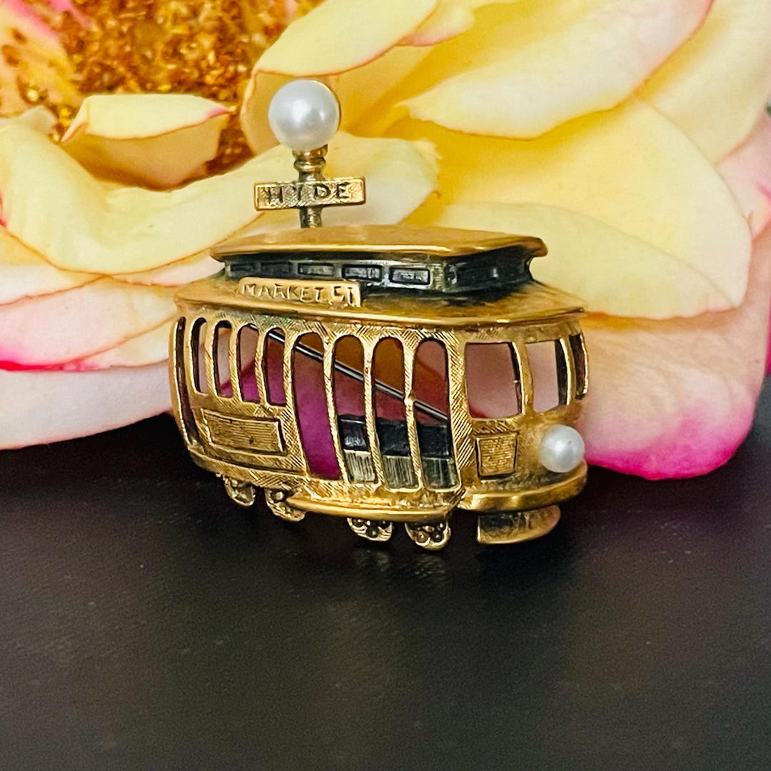Vintage Tortolani Cable Car Brooch | 1950s San Francisco Trolley Pin ...
