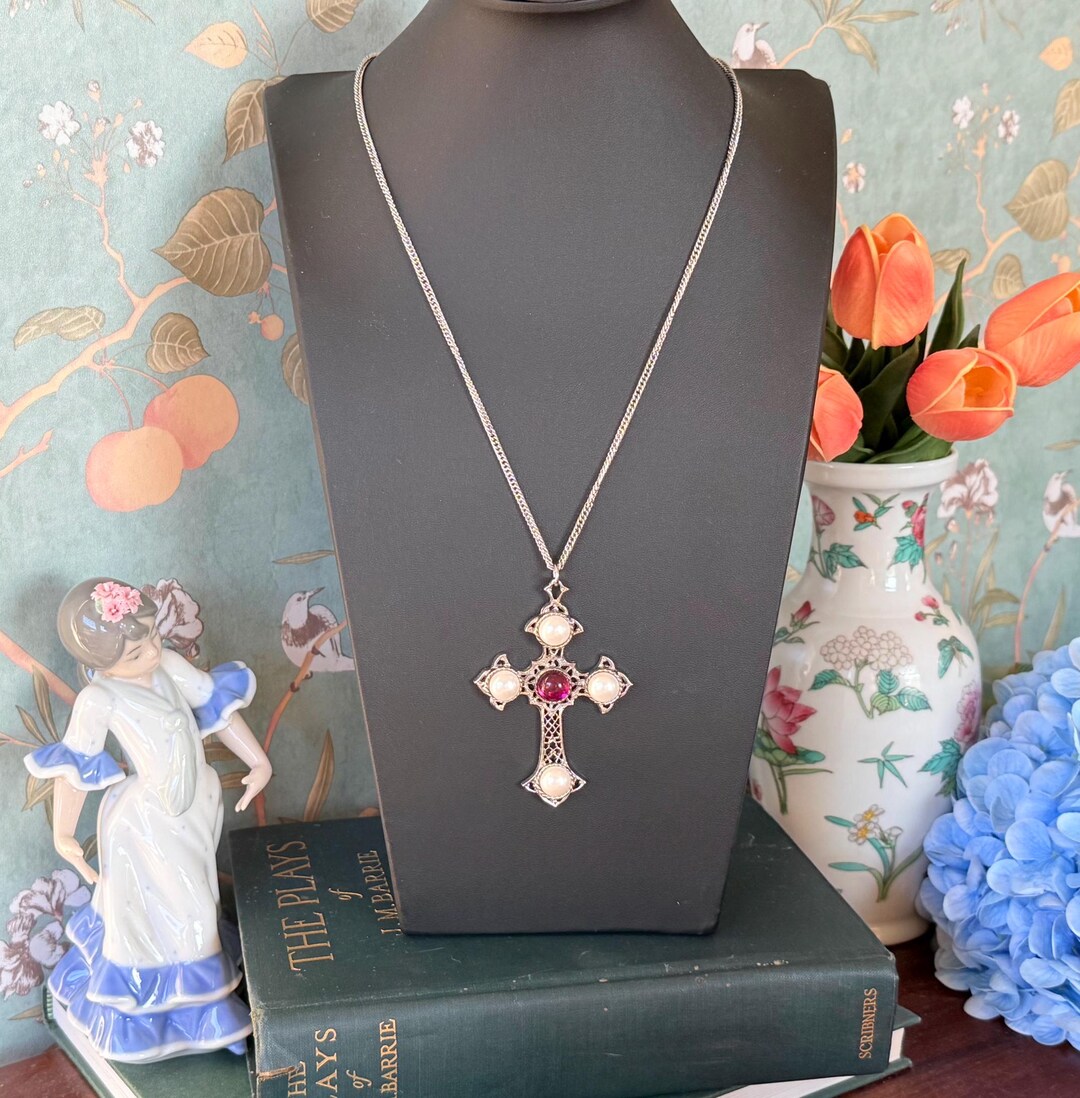 Vintage Sarah Coventry Crusader Cross Necklace | 1971 Gothic Revival ...