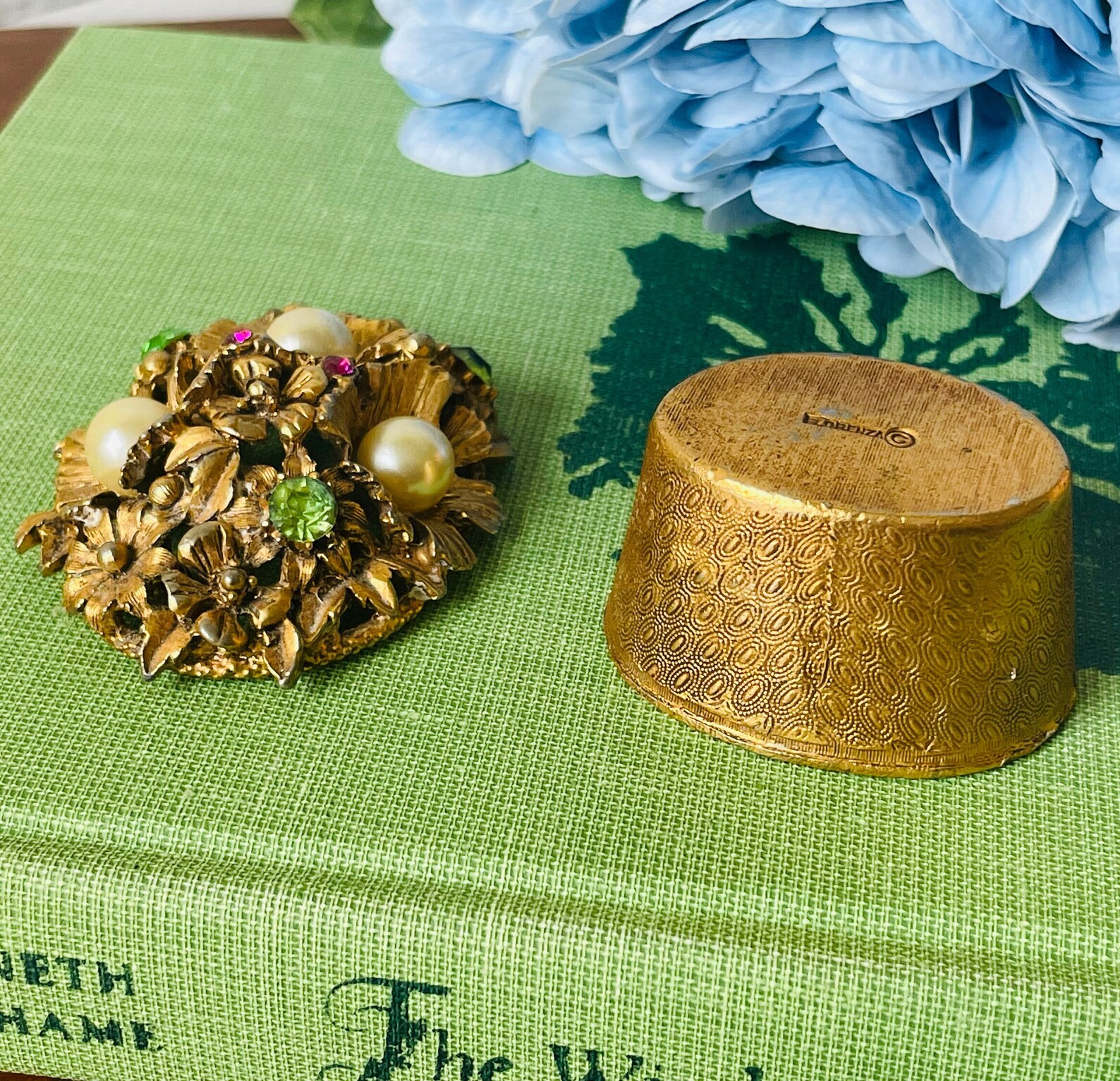 Vintage Florenza Crystal & Pearl Gold Floral Trinket Box 1960s - Etsy