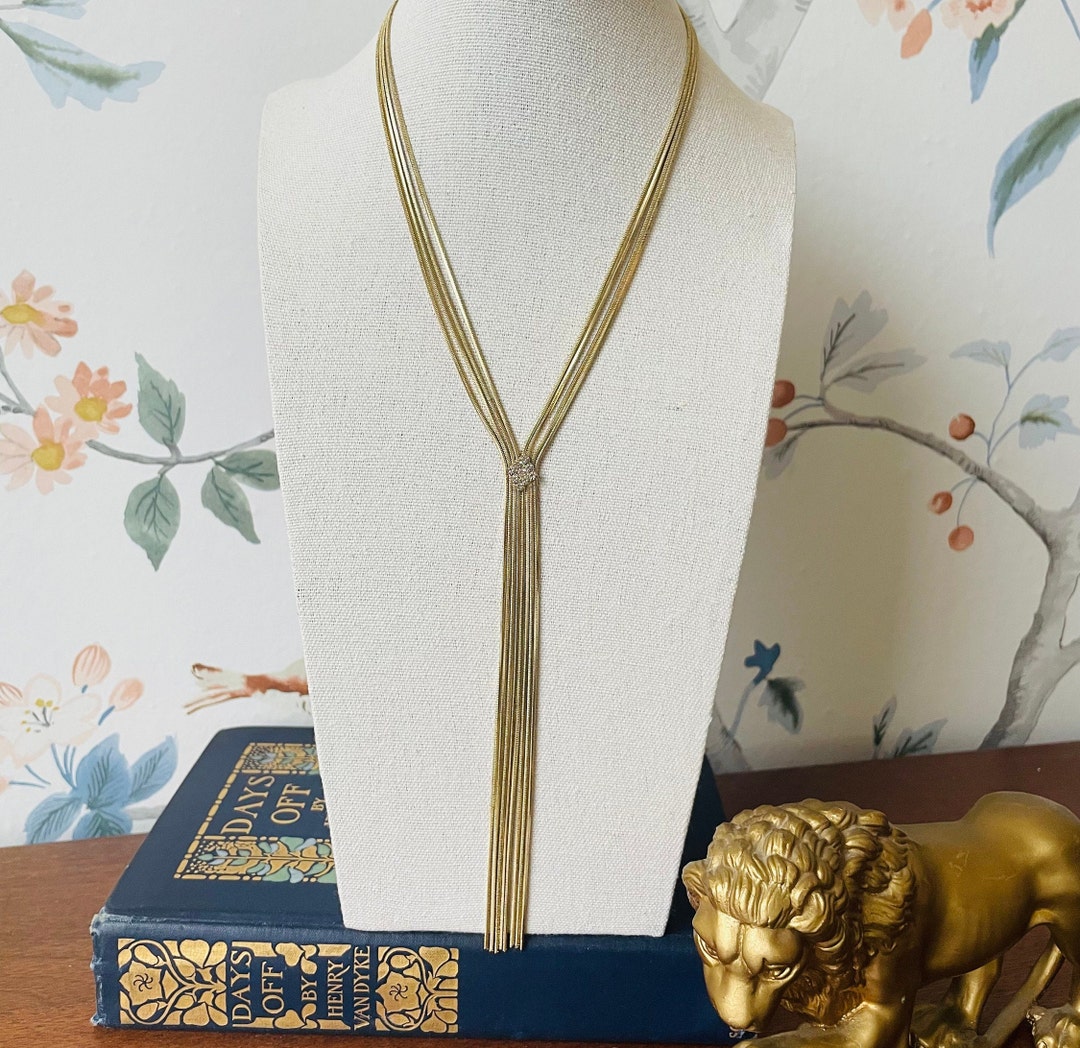 Vintage Gold Box Snake Chain Lariat Necklace (1980’s) - Etsy