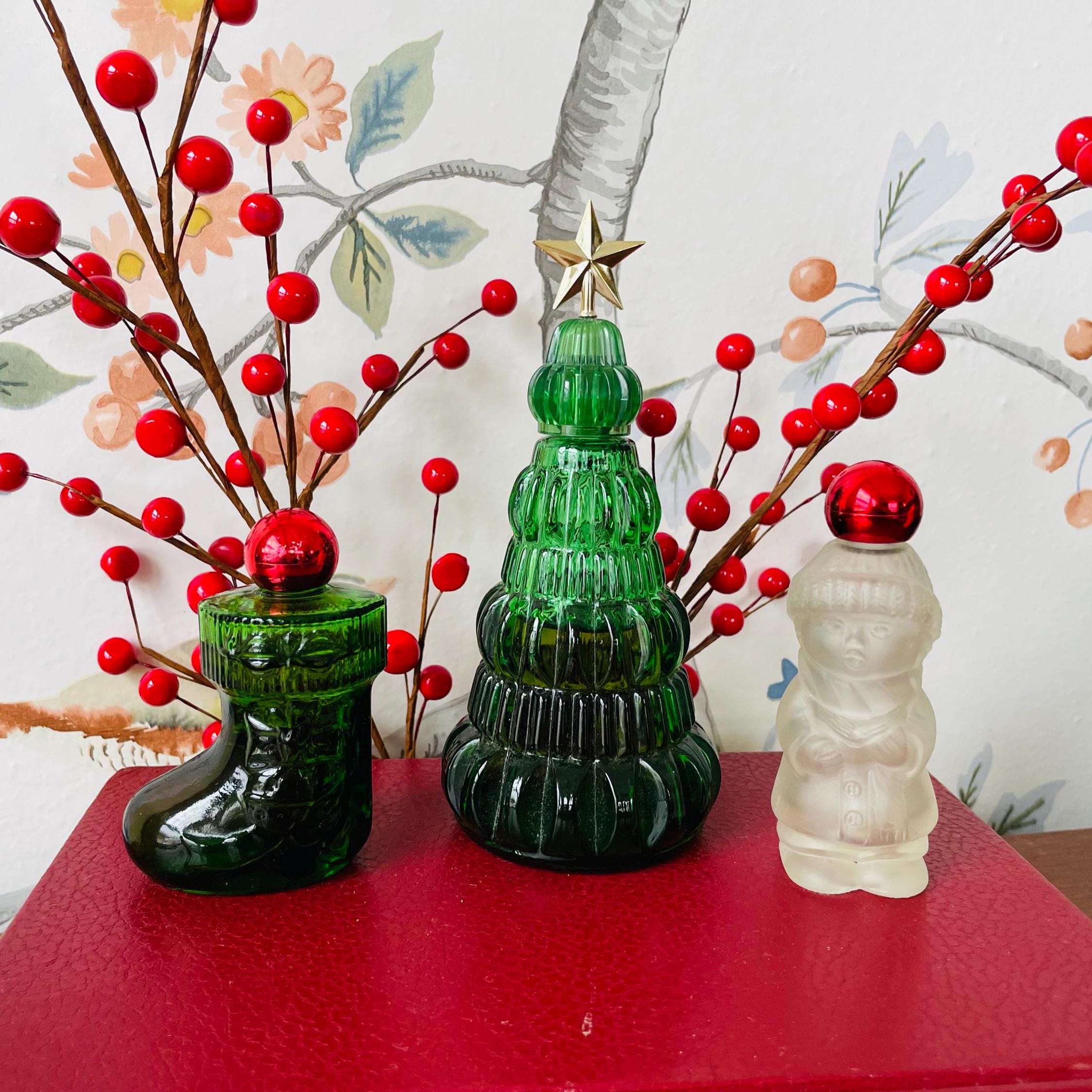 Vintage Avon Christmas Cologne Bottles Set of 3 1970s Holiday Figural ...