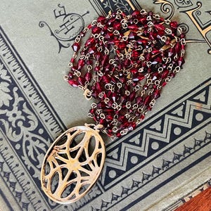 Vintage Gothic Ruby Crystal Pendant Necklace | 1980s Victorian ...