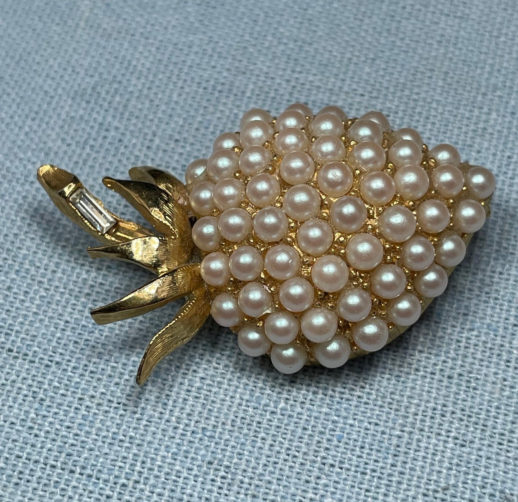 Vintage Pell Gold & Pearl Strawberry Brooch 1950s - Etsy