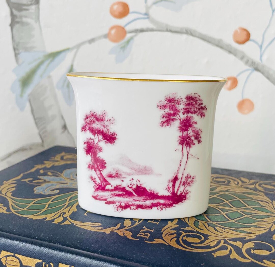 Royal Worcester Matchstick Holder | 1950s Burgundy Scenic Transferware ...