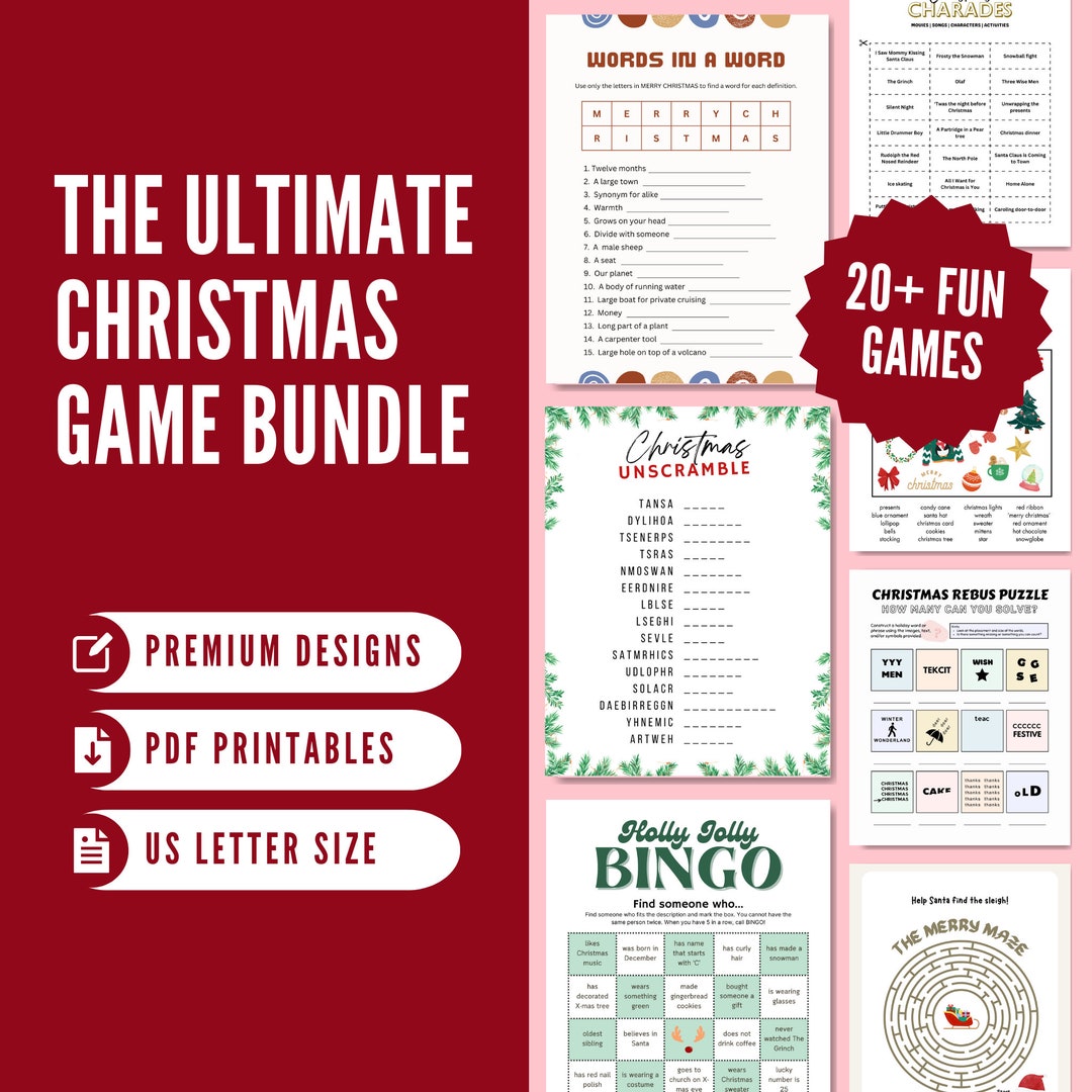 Christmas Games Bundle Printable Games Instant Download Fun Holiday ...