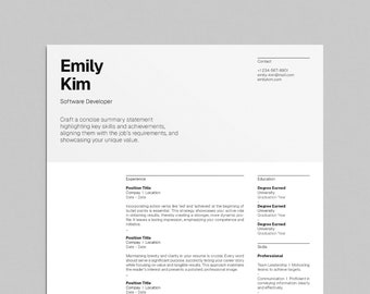 Clean Resume Template for Microsoft Word, Pages, or Google Docs - Etsy