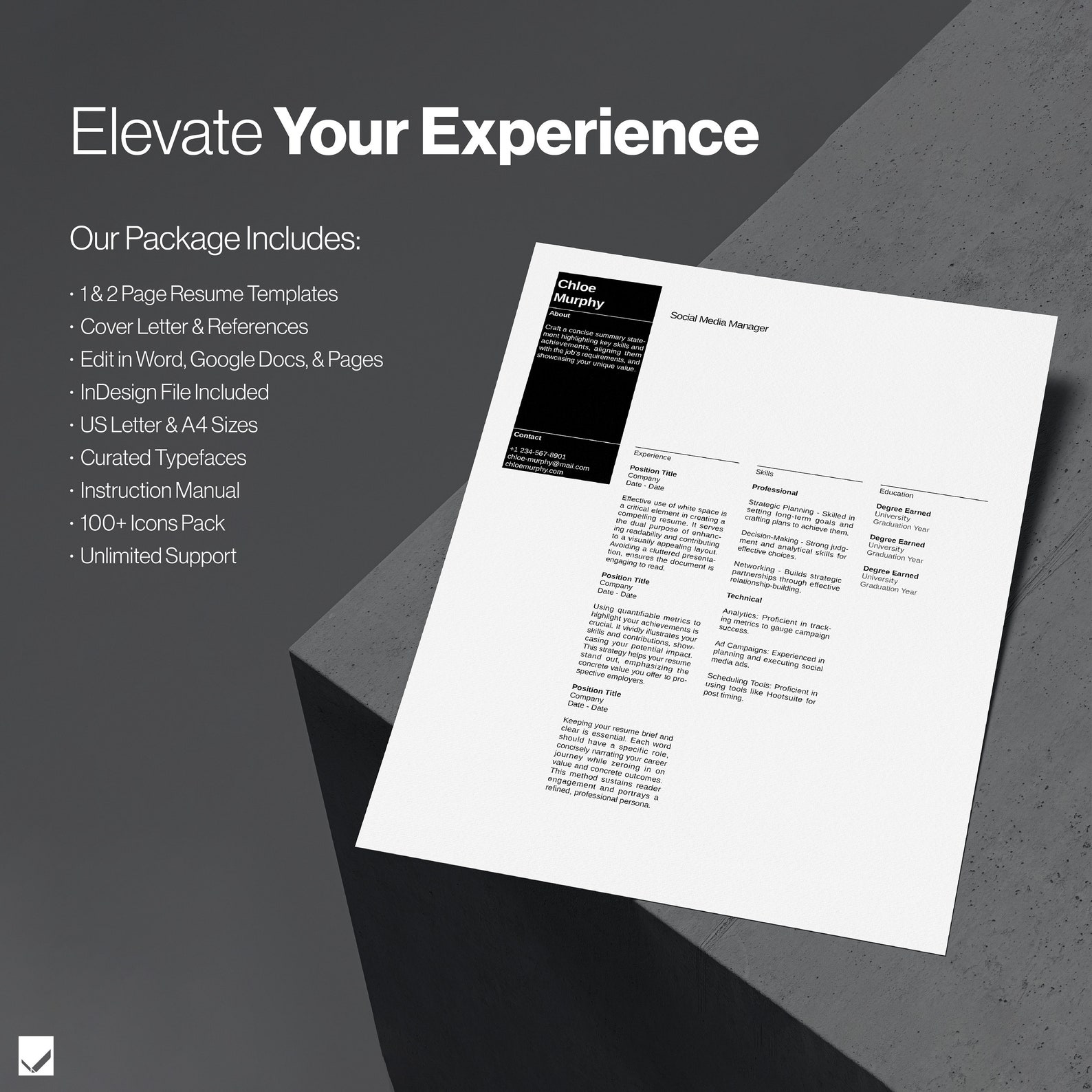 Indesign Resume Template, Professional Modern Resume Template, Word ...