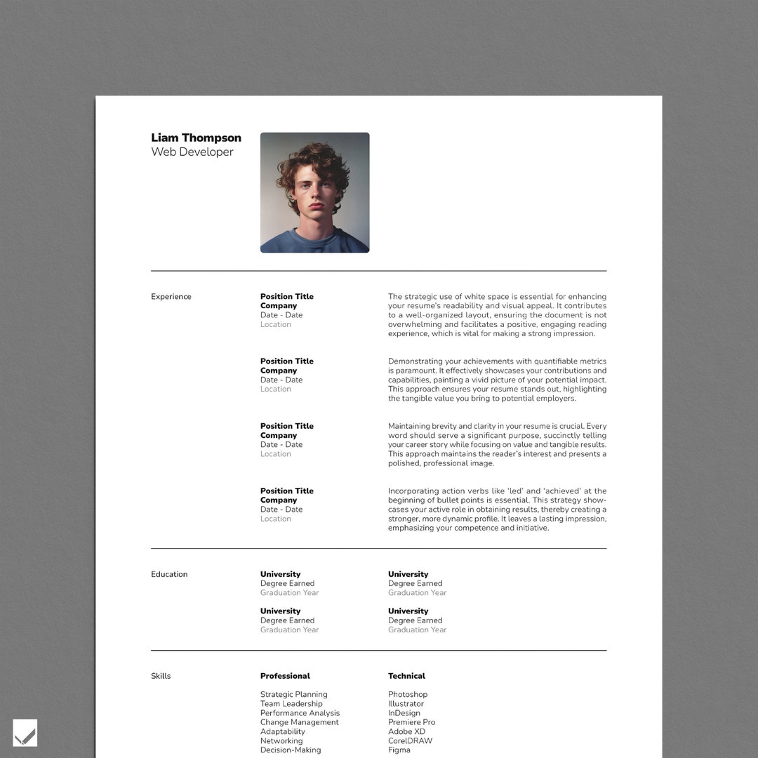 Minimalist Indesign CV Template: Pro Swiss Style Resume With Matching ...