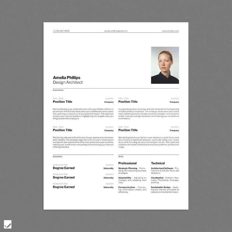 Minimalist Indesign CV Template: Pro Swiss Style Resume With Matching ...