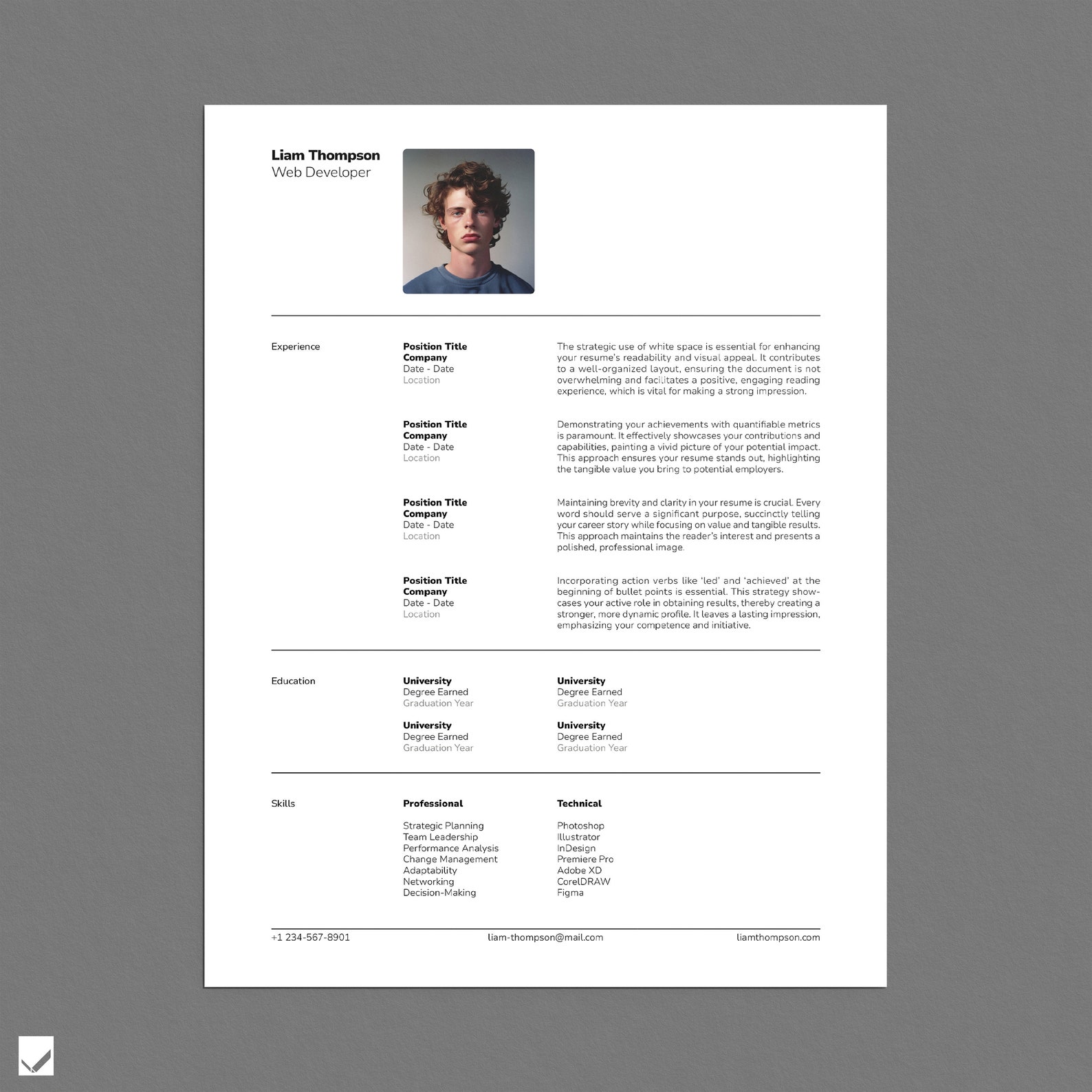 Minimalist Indesign CV Template: Pro Swiss Style Resume With Matching ...