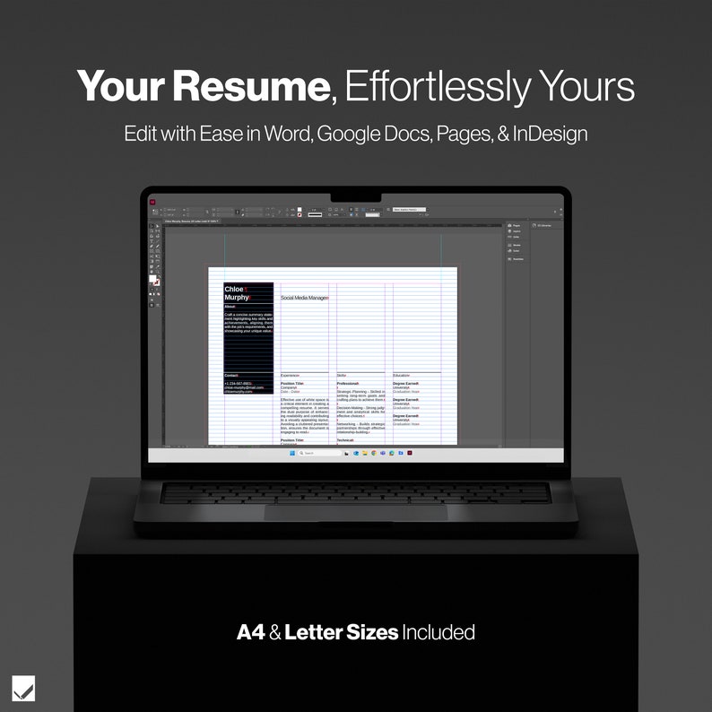 Indesign Resume Template, Professional Modern Resume Template, Word ...