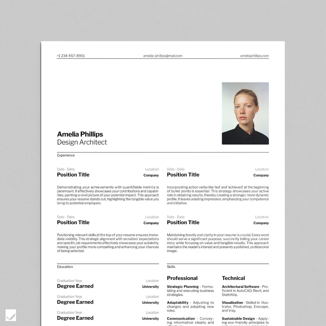 Minimalist Resume Template, Professional Modern Resume Template, Word ...