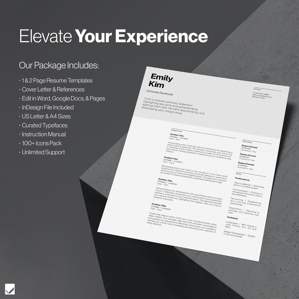 Indesign Resume Template, Professional Modern Resume Template, Word ...
