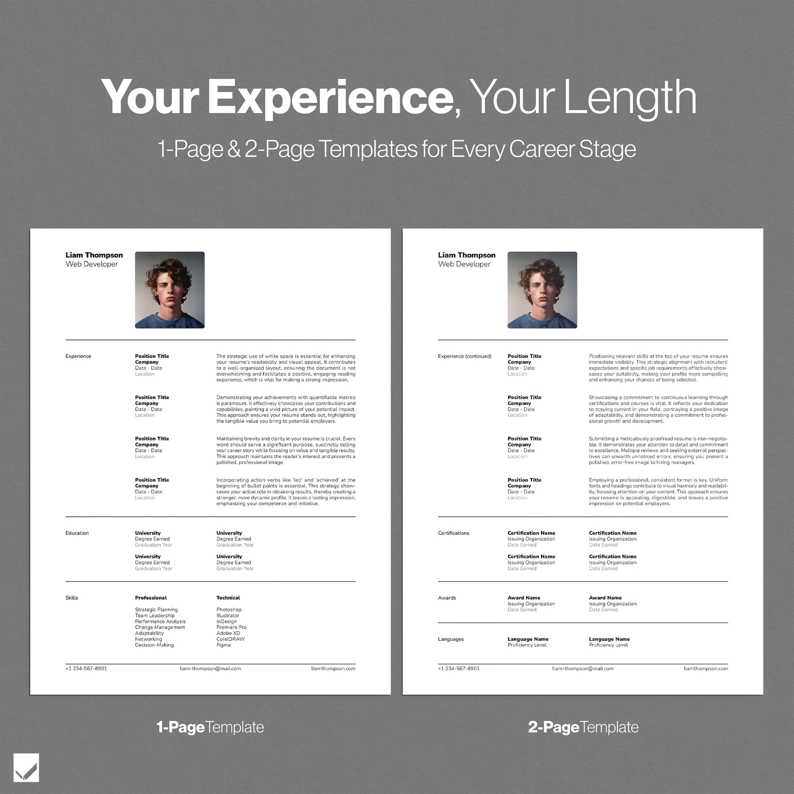 Minimalist Indesign CV Template: Pro Swiss Style Resume With Matching ...