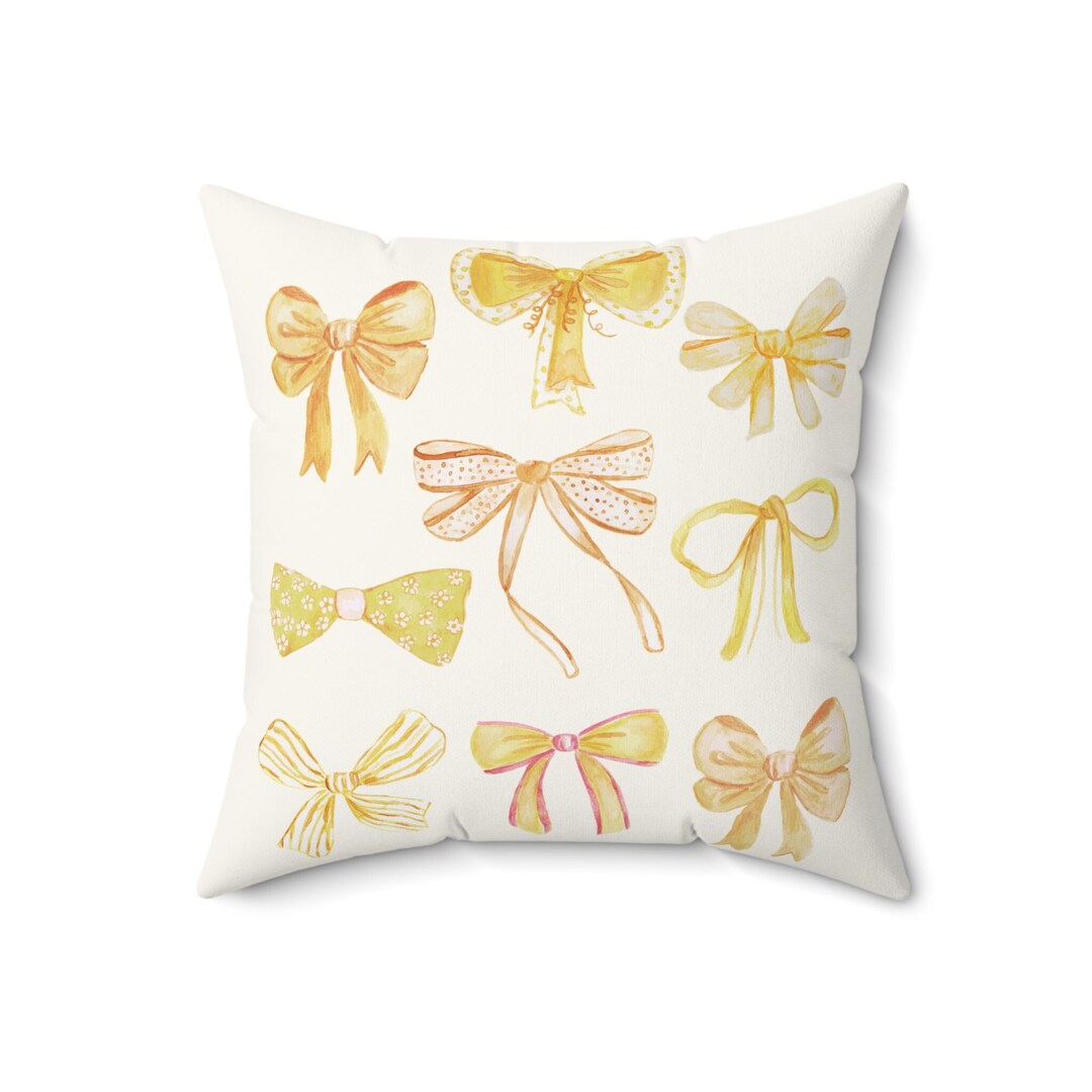 Yellow Coquette Pillow Coquette Home Decor Room Decor Coquette Bow ...