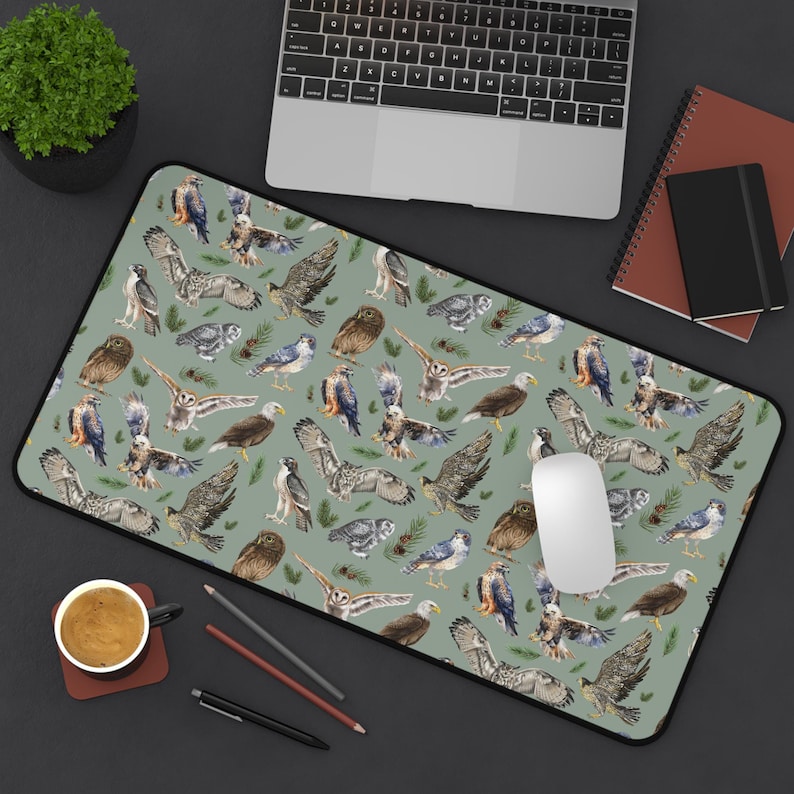 Birds of Prey Desk Mat Hawk Eagle Owl Owls Hawks Ornithologist Watcher ...