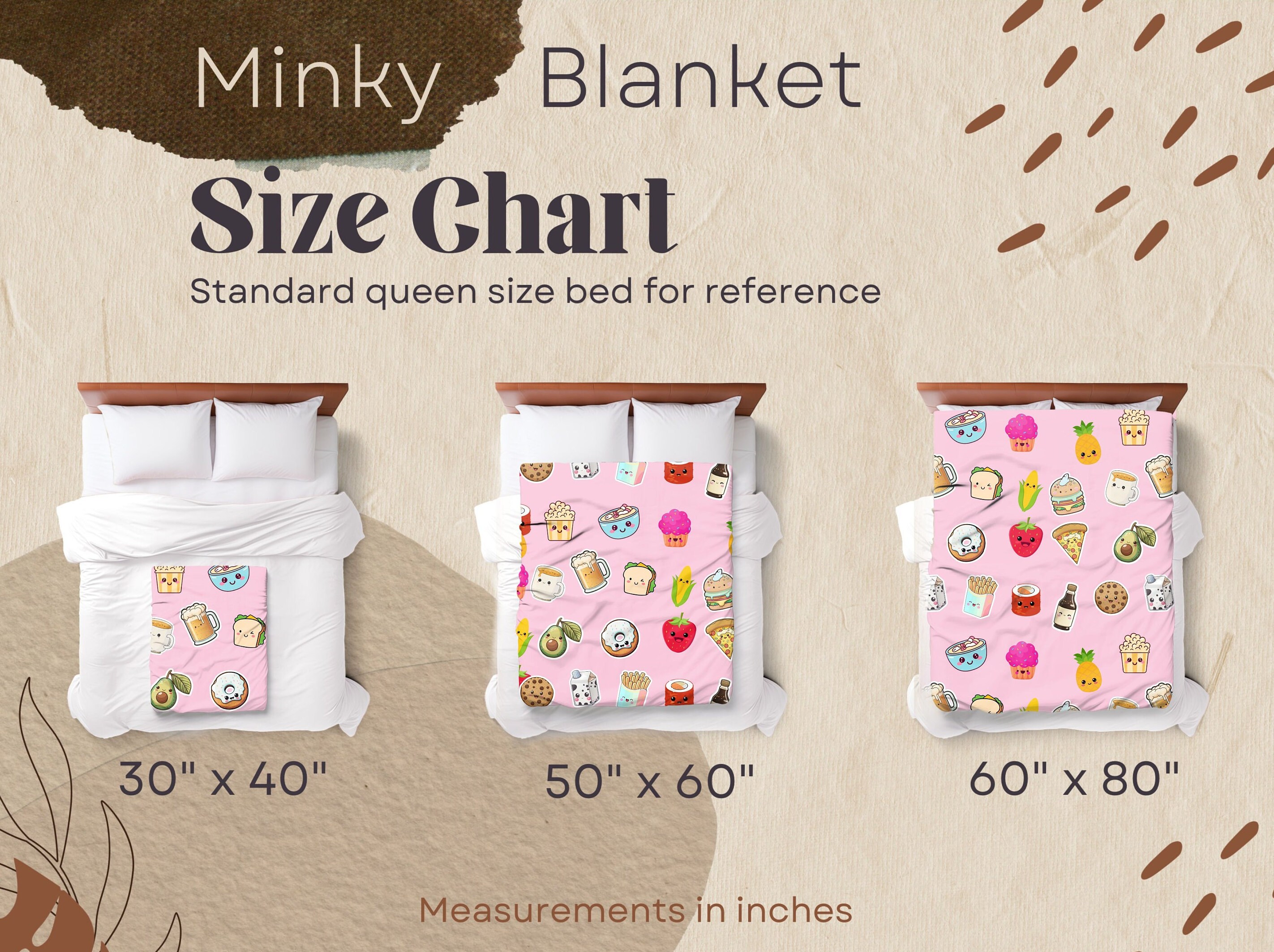 Cute Kawaii Food Pattern Plush Throw Blanket for Kids Cozy Blanket for ...