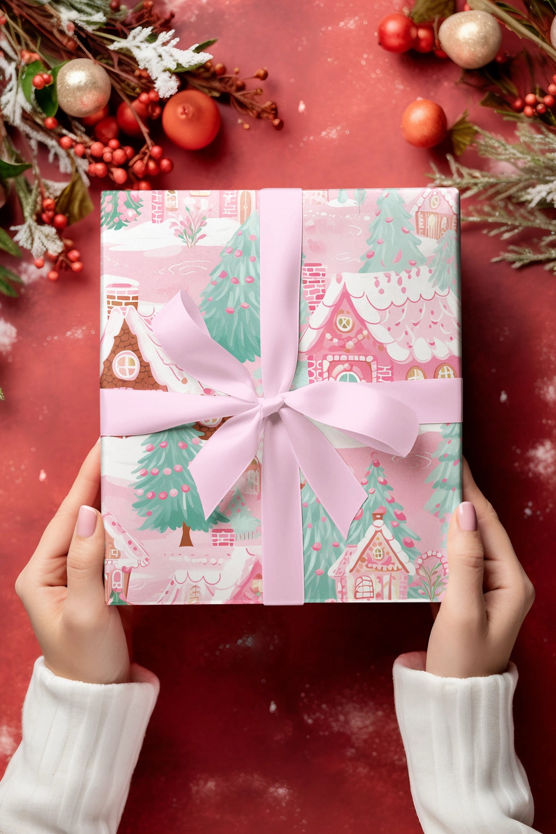 Preppy Gingerbread House Wrapping Paper - Etsy