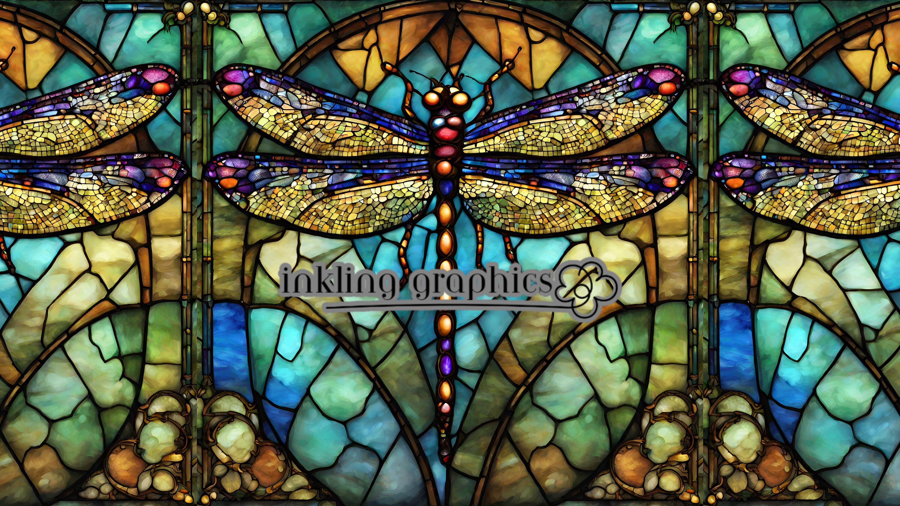 Computer Wallpaper-stained Glass Set of 4 - Etsy