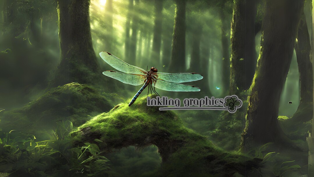Computer Wallpaper Dragonfly in the Woods - Etsy